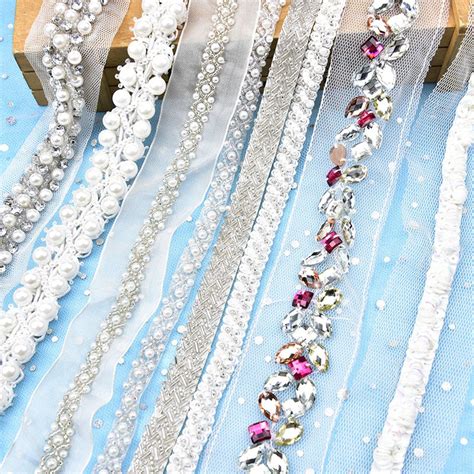 1yards Diy Party Accessories Pearls Beads Lace Trim Wedding Dress