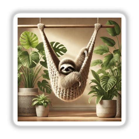 Sloth Hammock Indoor Plants Art Decal Venue