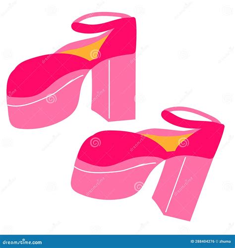 Pink High Heeled Shoes In Retro Style Pinkcore Stock Vector