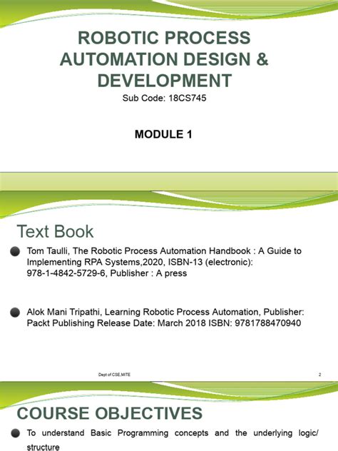 Robotic Process Automation Design And Development 18cs745 Module 1 Pdf