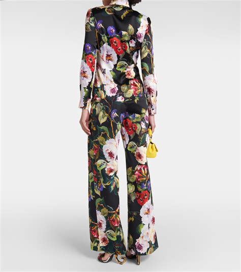 Floral Silk Blend Satin Shirt In Black Dolce Gabbana Mytheresa