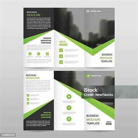 녹색 검은 색 삼각형 사업 트리 폴드 전단지 브로셔 플라이어 보고서 템플릿 3단 브로슈어에 대한 스톡 벡터 아트 및 기타 이미지 3단 브로슈어 디자인 패턴 Istock
