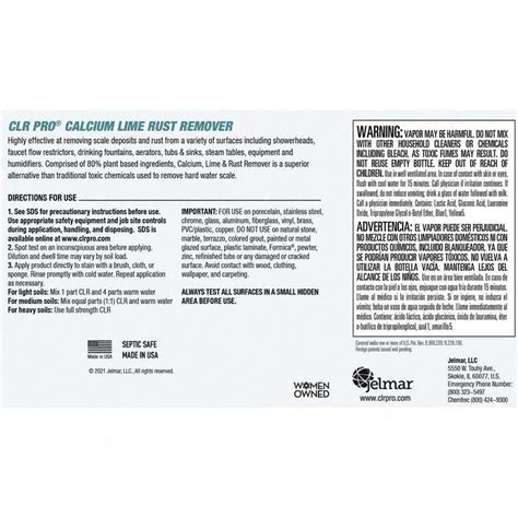 CLR PRO Calcium Lime And Rust Remover Jug Gal Container Size Concentrated Liquid LV