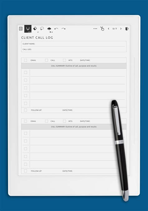 Download Printable Client Call Log Template PDF