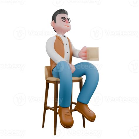 3d Illustrative Male Anthropologist A Male Anthropologist Is Sitting