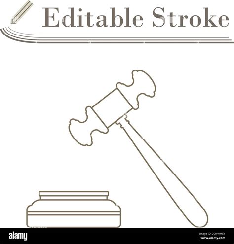 Judge Hammer Icon Editable Stroke Simple Design Vector Illustration