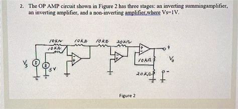 SOLVED The OP Circuit Shown In Figure Has Three Stages An Inverting Summing Amplifier