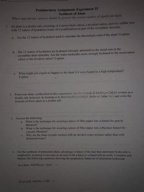 solved prelaboratory assignment experiment 15 synthesis of