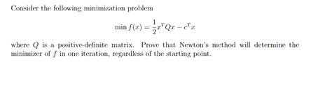 Solved Consider The Following Minimization Problem