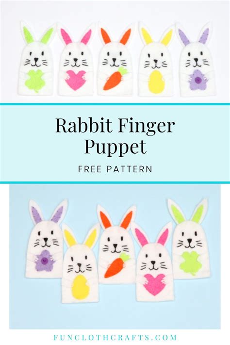 Rabbit Finger Puppet With Free Pattern Five Rabbit Finger Puppets