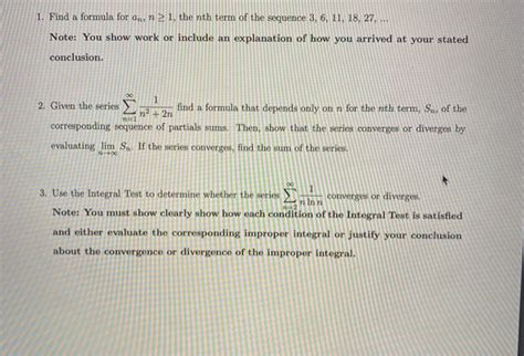 Solved 1 Find A Formula For An N 1 The Nth Term Of The Chegg Com