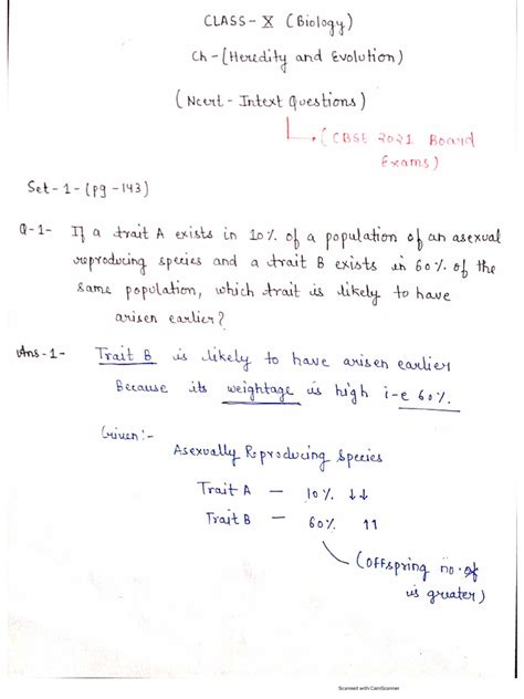Class 10 Intext Questions Heredity And Evolution Pdf