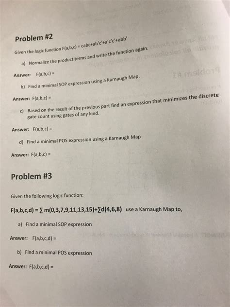 Solved Problem N The Logic Function Flab C Chegg