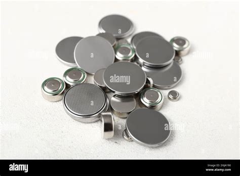 Metal Lithium Button Cell Batteries On White Background Stock Photo Alamy