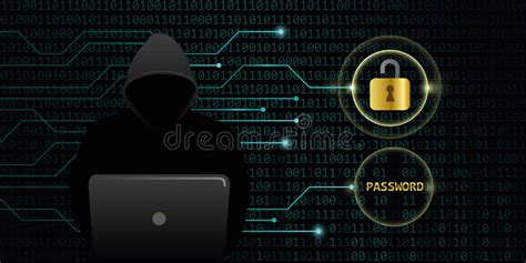 Computer Hacker In Matrix Cybercrime Concept With Binary Code Web