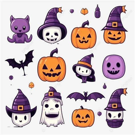 Cute Halloween Characters And Elements Sticker Vector Set Halloween