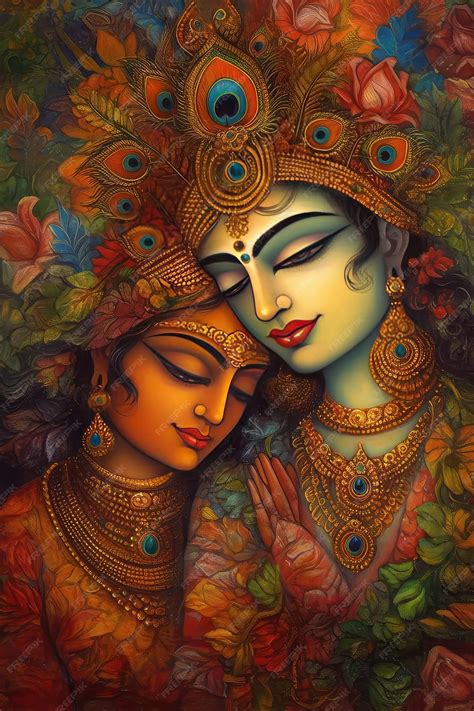 Premium Ai Image Radha Krishna Watercolor Awesome Playful Art