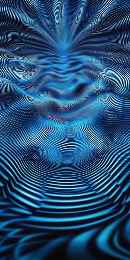 Abstract Blue Wave Pattern With Dynamic Lines And Optical Illusion Effect Stock Illustration