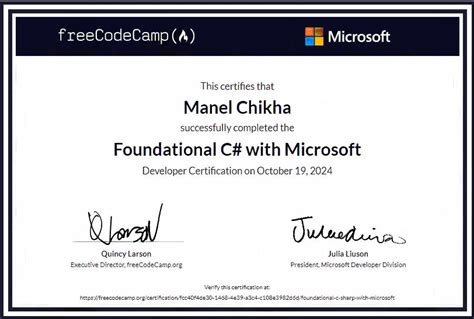 Certification Csharp Microsoft Freecodecamp Softwaredevelopment