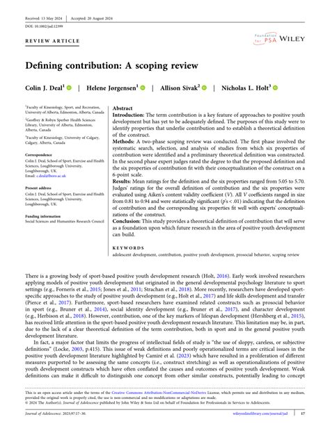 Pdf Defining Contribution A Scoping Review