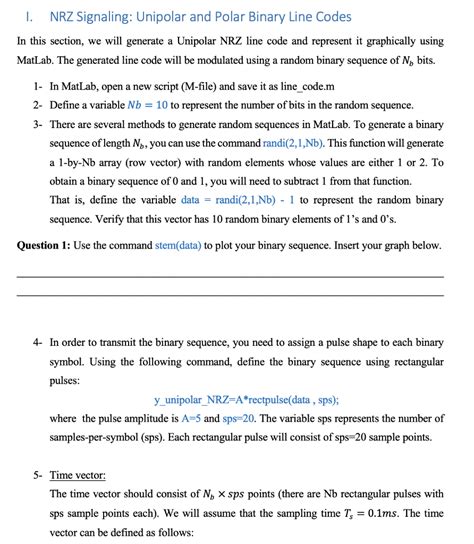 Solved 1 Nrz Signaling Unipolar And Polar Binary Line
