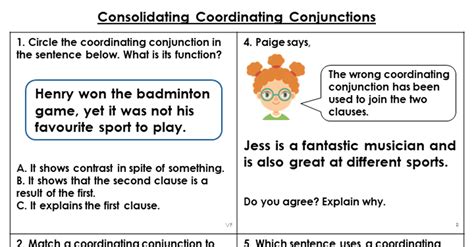 Year 4 Consolidating Coordinating Conjunctions Lesson Classroom