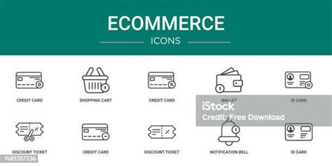 신용 카드 쇼핑 카트 신용 카드 지갑 Id 카드 할인 티켓 보고서 프리젠 테이션 다이어그램 웹 디자인 모바일 앱을위한 신용 벡터 아이콘과 같은 10 개의 개요 웹 전자