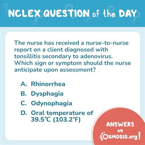 Nclex® Question Of The Day Tonsillitis Secondary To Adenovirus