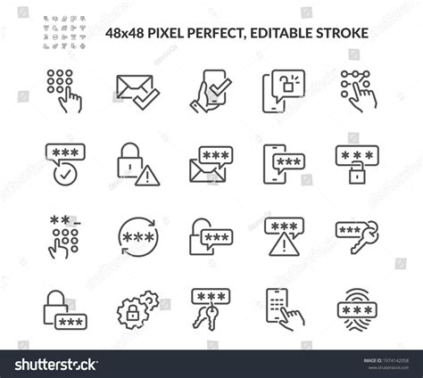 Simple Set Password Related Vector Line Stock Vector Royalty Free