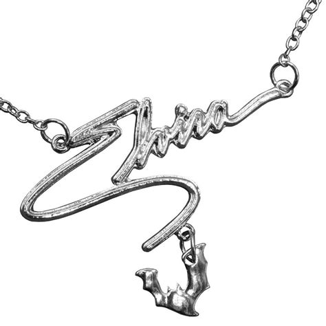 Elvira Bat Name Text Necklace Kreepsville