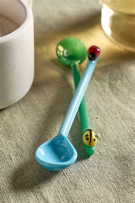 Ladybug Glass Spoons Anthroliving