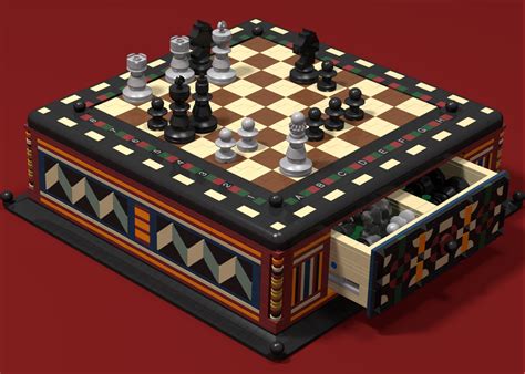 Lego Moc 32x32x14 Marquetry Box For A Staunton Style Chess Set With A