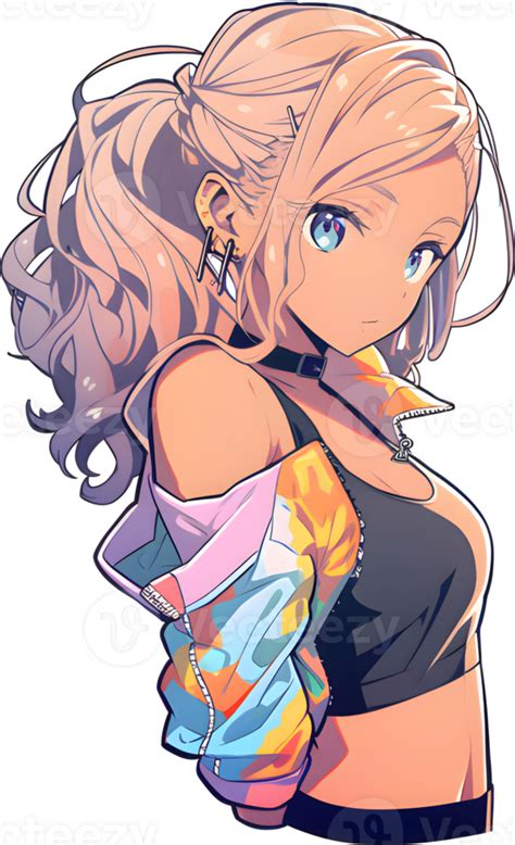ai generiert Aufkleber süß Anime Mädchen 24212229 PNG