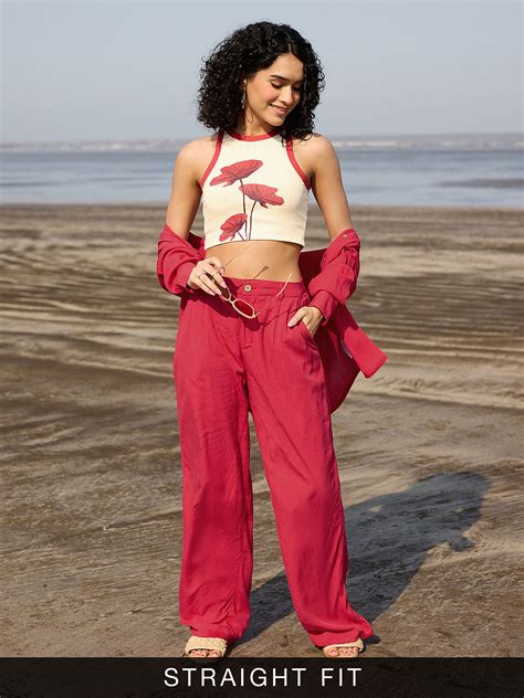 Buy Solids Hot Pink Women Pants Online At The Souled Store