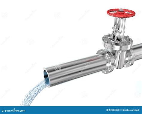 3d Illustration Of Cross Section Of Steel Pipe With Water Stock
