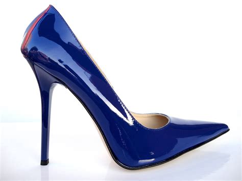 Giohel Italy High Heels Pointy Toe Pumps Schuhe Leather Decolte Blue