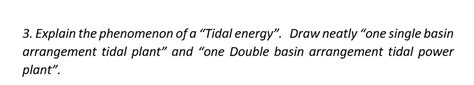 Solved Explain The Phenomenon Of A Tidal Energy Draw Chegg