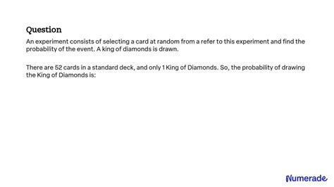 Solvedan Experiment Consists Of Selecting A Card At Random From A
