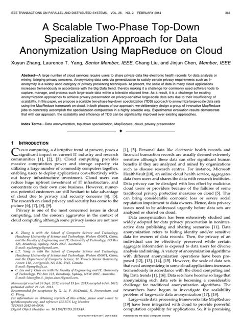A Scalable Two Phase Top Down Specialization Approach For Data
