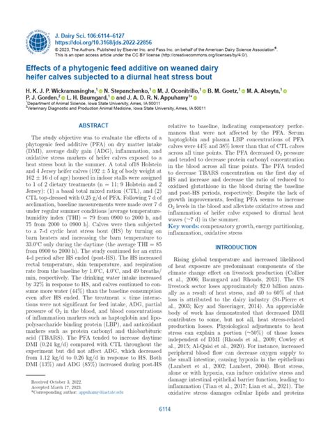 Effects Of A Phytogenic Feed Additive On Weaned Dairy Pdf Cattle Dairy Cattle