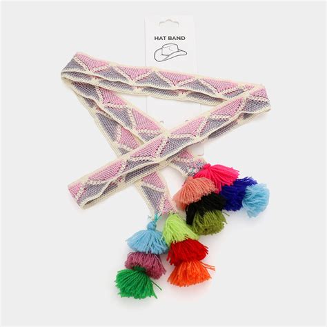 Geometry Patterned Crochet Tassel Tip Hat Band