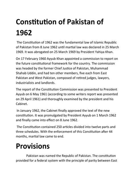 Constitution Of Pakistan Of 1962 Ward Pdf Government Social