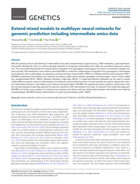 Pdf Extend Mixed Models To Multi Layer Neural Networks For Genomic Prediction Including