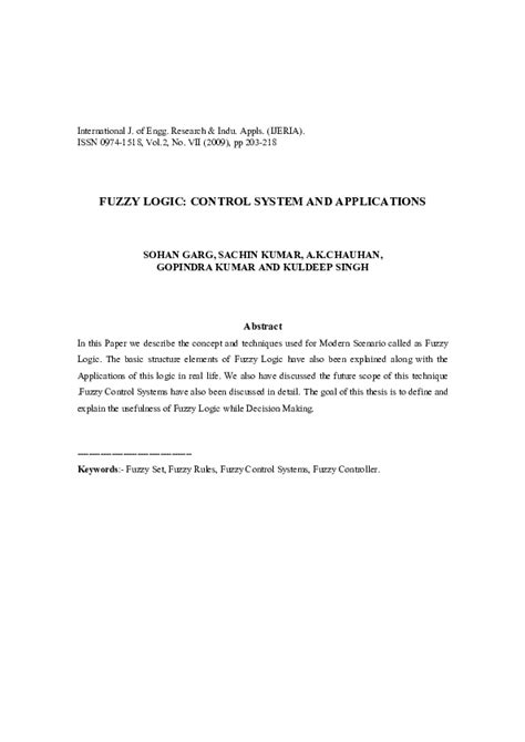 pdf fuzzy logic control system and applications