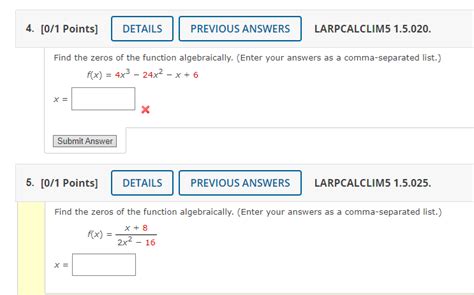 solved find the zeros of the function algebraically enter