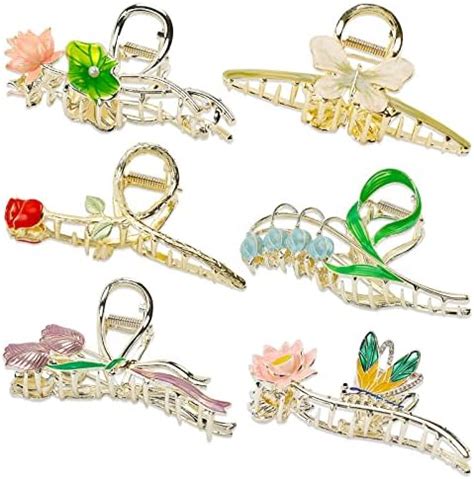 Amazon 6 Pack Hair Clips Claw Clips Flower Metal Hair Clips Tulip