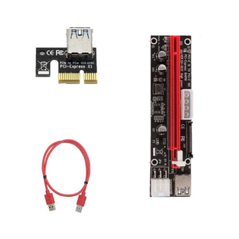 PCI E 1x To 16x Powered USB3 0 GPU Riser Extender Adapter Card Board