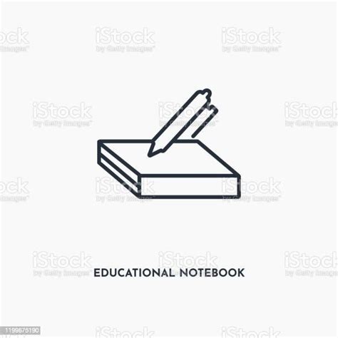 교육 노트북 개요 아이콘 간단한 선형 요소 그림입니다 흰색 배경에 격리 된 라인 교육 노트북 아이콘입니다 얇은 스트로크 기호는
