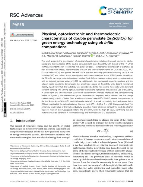 Pdf Physical Optoelectronic And Thermoelectric Characteristics Of Double Perovskite Sr 2
