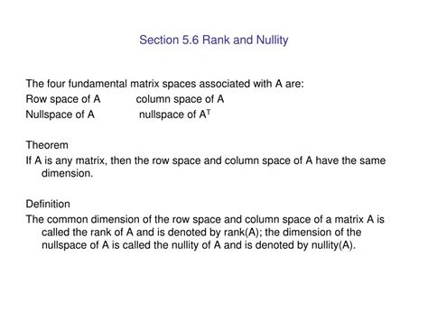 ppt section 5 5 row space column space and nullsapce powerpoint